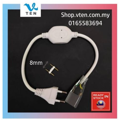 220V 2Pin Distance 8mm LED Strip Light Plug Power Supply Power Adapter ...