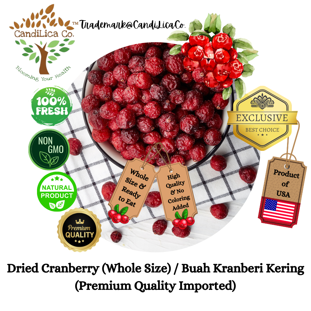 CandiLica Co. Premium Imported Dried Cranberry - Whole Size - Product ...