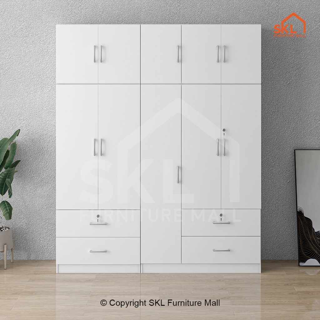 SKL Furniture ARCIO 6.2X8FT 5 DOOR WARDROBE WITH TOP SHELF / DRAWERS ...