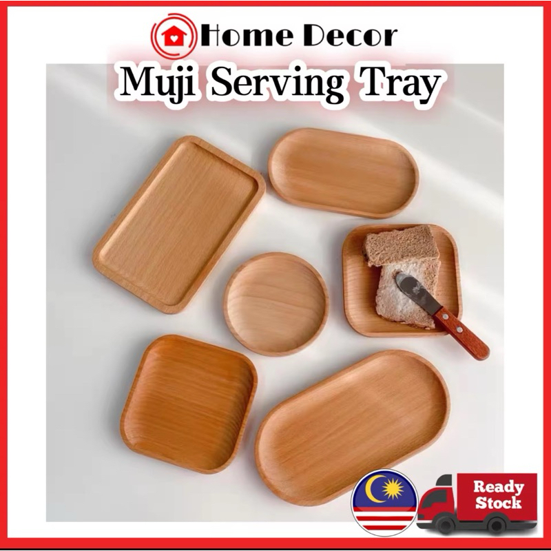 HomeDecorMY Japanese Muji Style Oval Wooden Tray Dessert Plate Kitchen ...