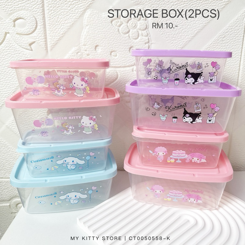 Hello Kitty My Melody 2-Pieces Food Containers Kuromi Cinnamoroll Lunch ...