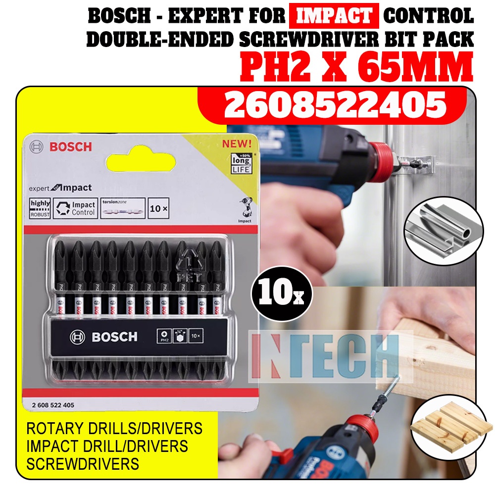 Bosch Impact Screwdriver Bit PH2 X 65mm - 2 PACKING OPTIONS 2608522405 ...