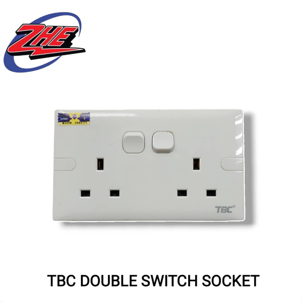 SIRIM 13A DOUBLE SWITCH SOCKET DUA SOCKET TWIN SOCKET PVC SOCKET SOCKET ...