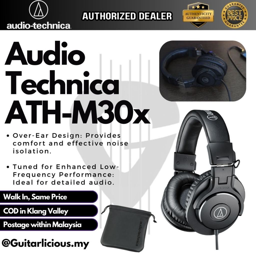 Audio Technica ATH-M30x Professional Monitor Headphone (ATH M30X / M30 ...