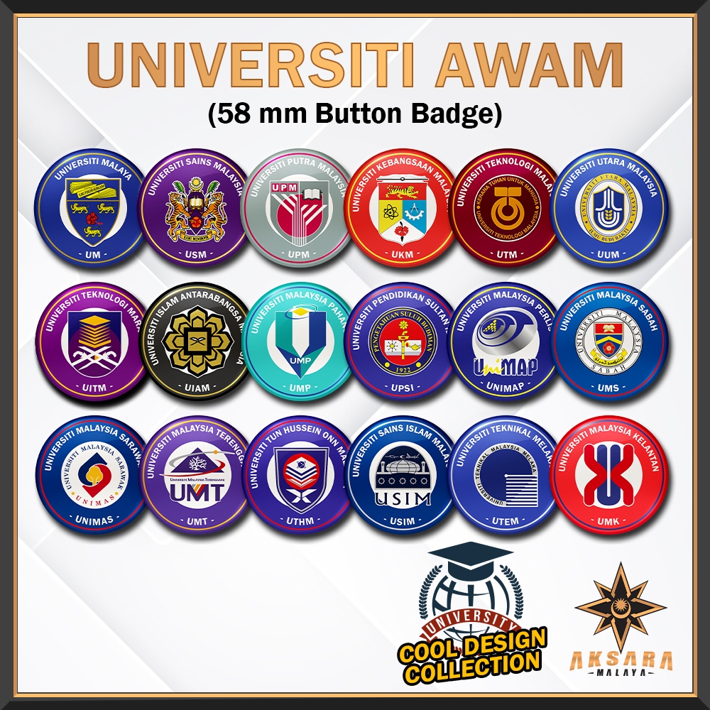 Button Badge Universiti - Public University - 58mm size - Graduation ...