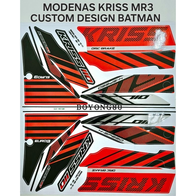 MODENAS KRISS MR3 110 EURO 3 CUSTOM DESIGN BATMAN PURBA BODY STICKER ...