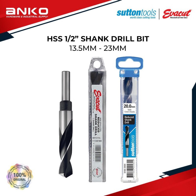 13.5 - 23MM EVACUT | SUTTON HSS 1/2” SHANK DRILL BIT | Shopee Malaysia