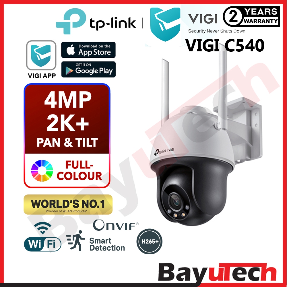 TP-Link ViGi C540-4G 360 Pan Tilt 4MP Outdoor Indoor H.265+ Full Color ...