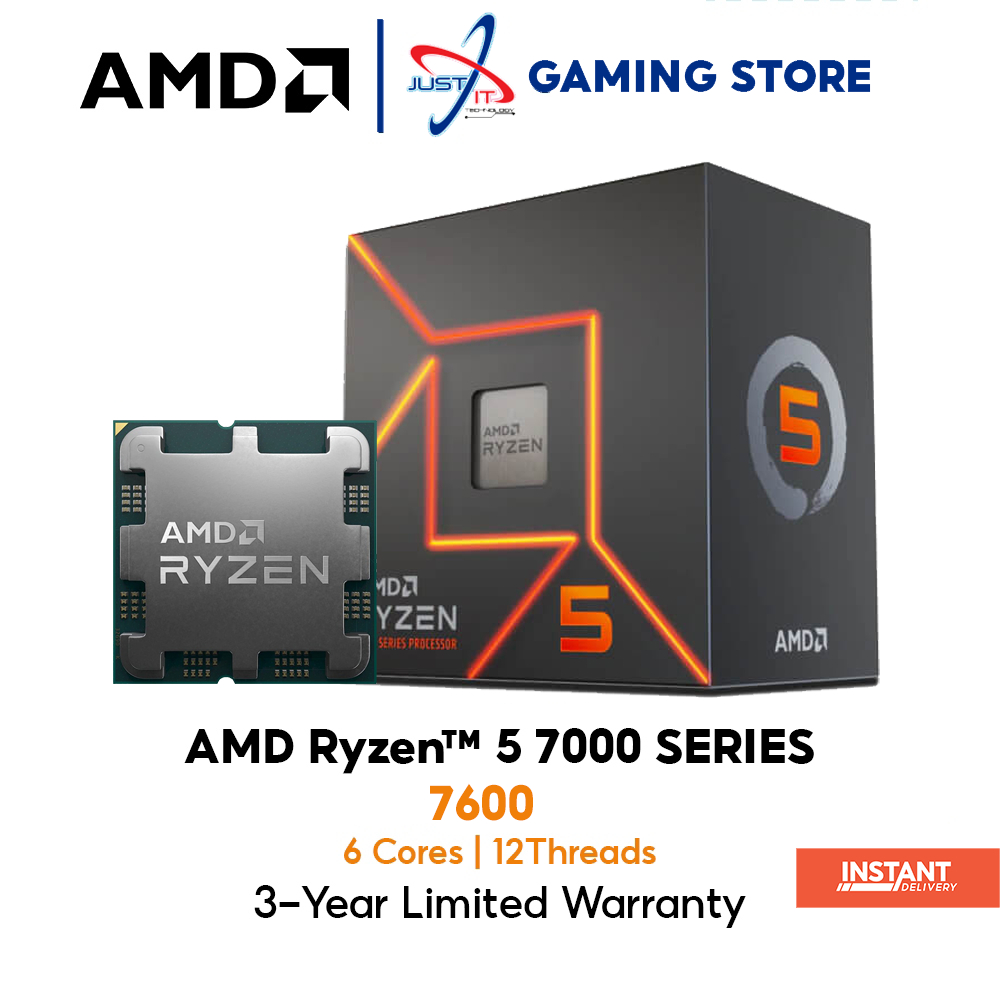 AMD RYZEN 5 7600 3.8GHz Up to 5.1GHz 32MB AM5 PROCESSOR WITH AMD ...
