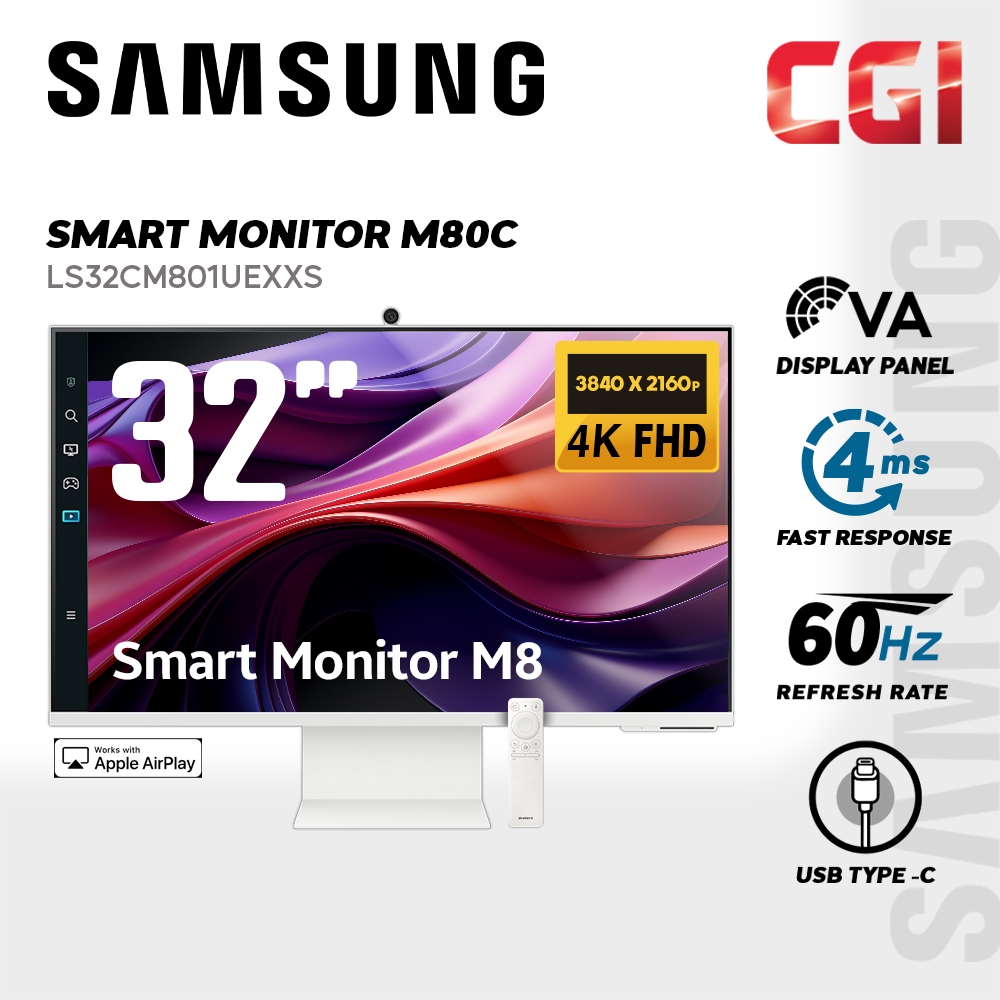 Samsung 32'' M80C White LS32CM801UEXXS VA 4K HDR10+ 60Hz 4ms Tizen™ OS ...