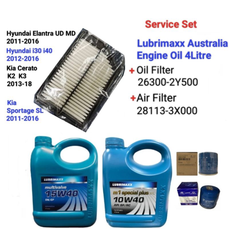 Hyundai Elantra MD Kia Cerato K3 Lubrimaxx Australia Engine Oil 4Litre+Oil Filter 26300-2Y500 ...