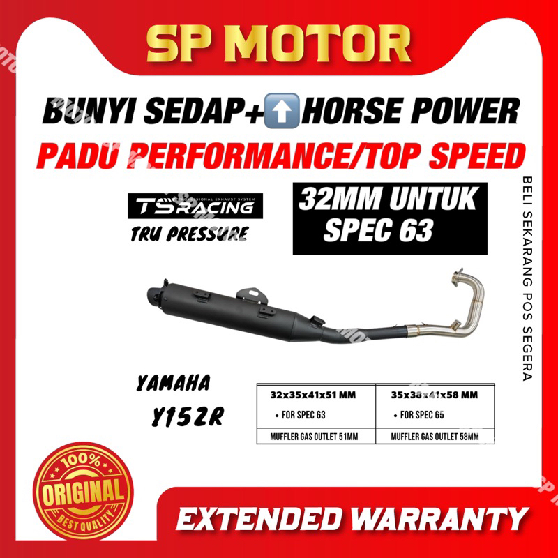”TERBARU” TS RACING EXHAUST SUPER BACK PRESSURE Y15ZR LC135 V1-V7/Standard racing Ekzos pipe ...