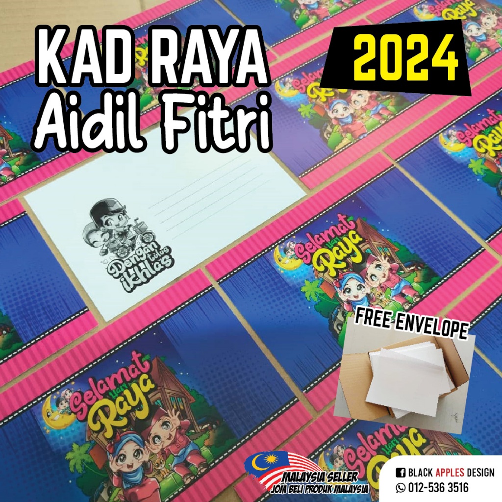 KAD RAYA COMEL 2024 A6 [FREE SAMPUL PUTIH] | Shopee Malaysia