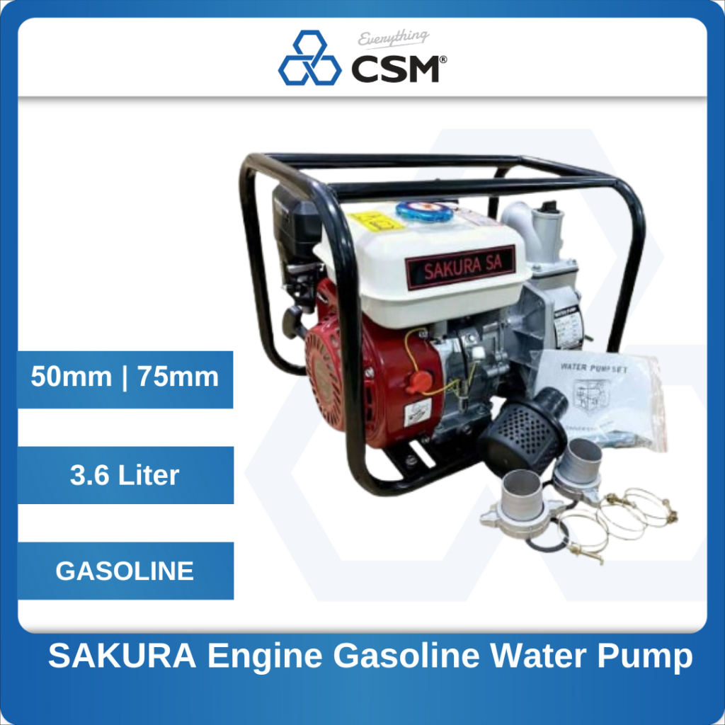 SAKURA 5HP Petrol Engine Water Pump 2-Stroke Gasoline High-power Agricultural Water Pump Pam Air ...