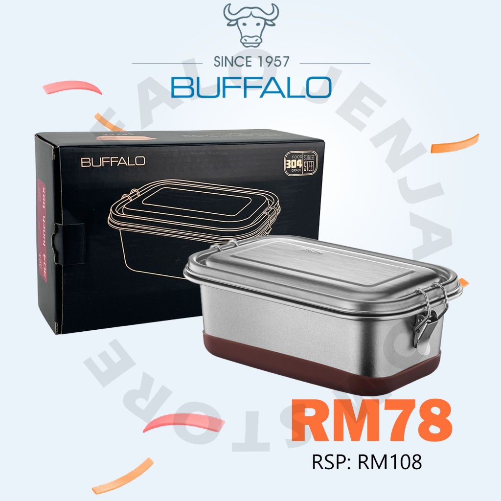 BUFFALO Double Layer Lunch Box Stainless Steel 304 With Silicone Pad ...