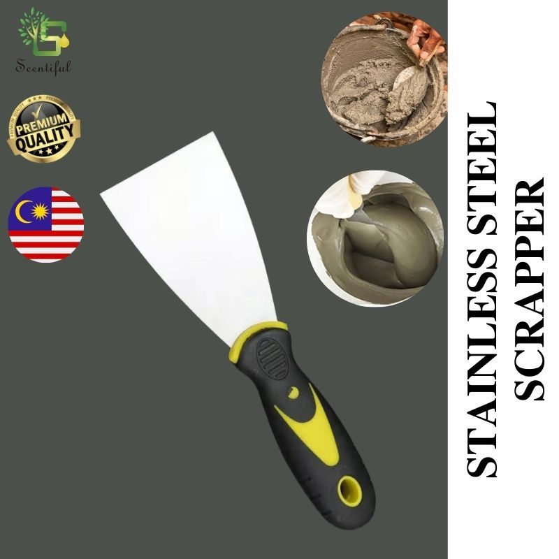 STAINLESS STEEL Rubber Handle Scrapper Wall Cement Paint Scraper ...