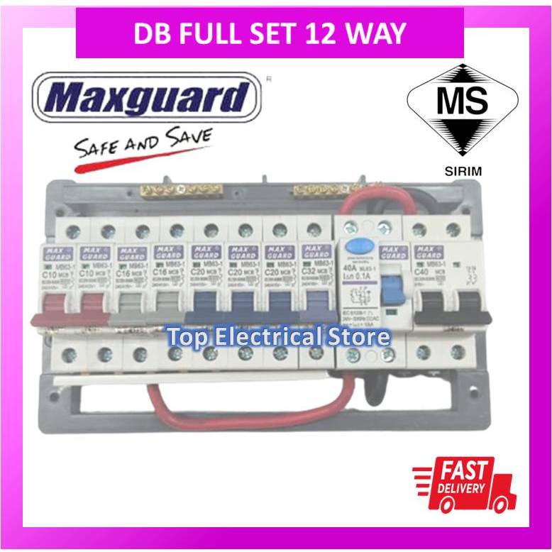 Db Box 12 Way Full Set Eps Maxguard Mcb 10a 32a Distribution Board