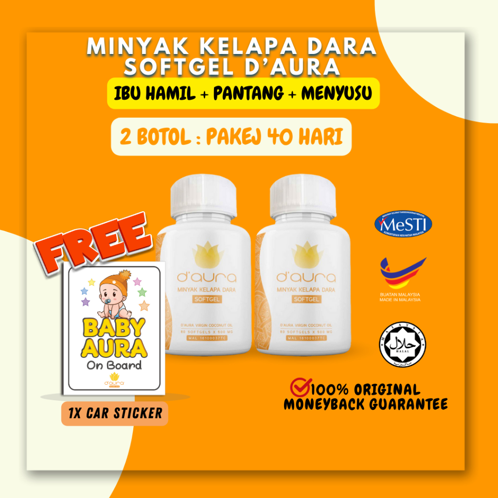 2 BOTOL VCO Kapsul Minyak Kelapa Dara Original D'aura | Shopee Malaysia