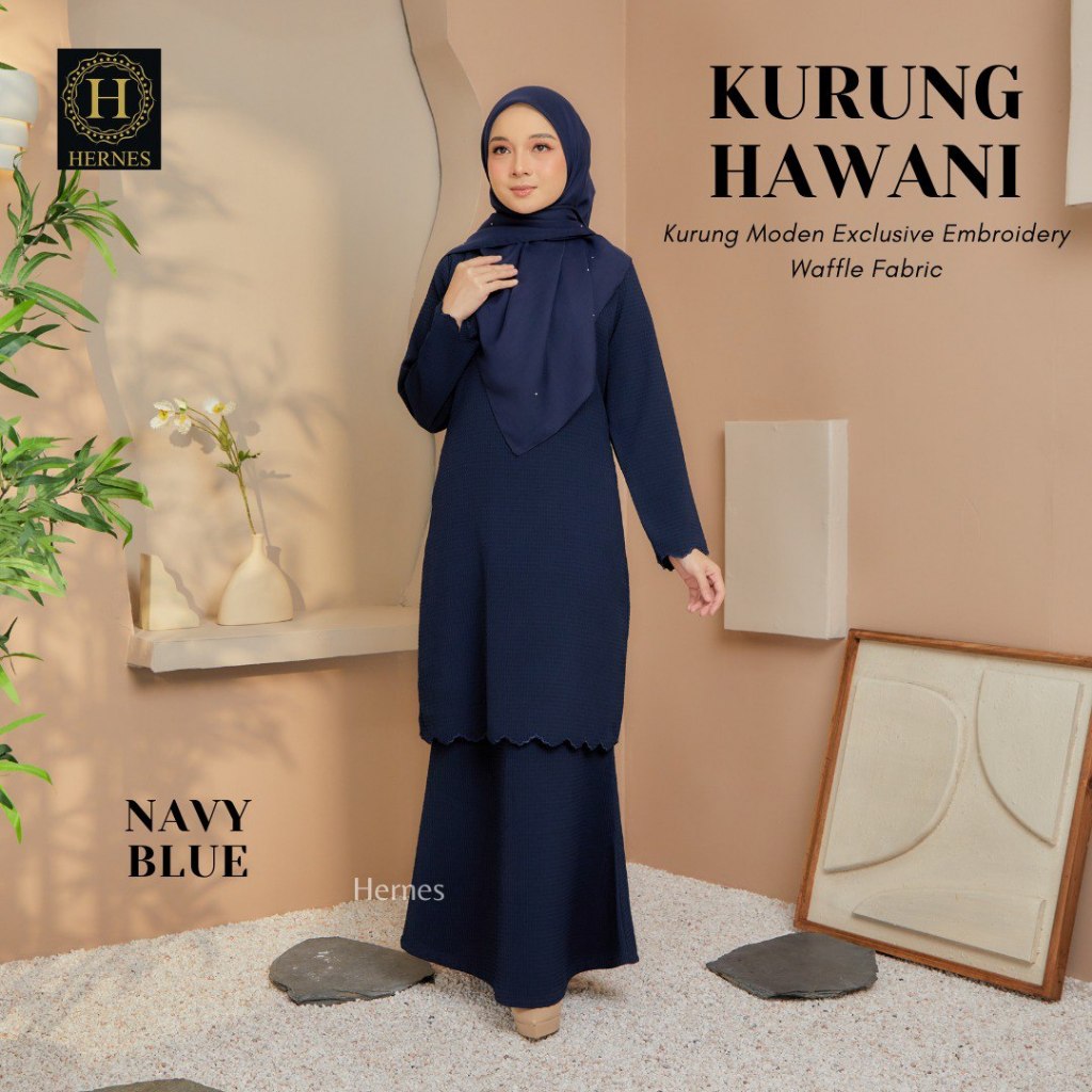 HERNES KURUNG WAFFLE HAWANI BAJU KURUNG MODEN BAJU RAYA 2024 BAJU ...