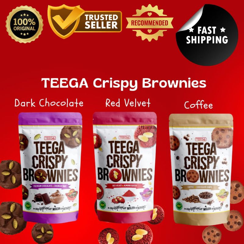 Teega Crispy Brownies Dark Chocolate / Red Velvet / Coffee | Shopee ...