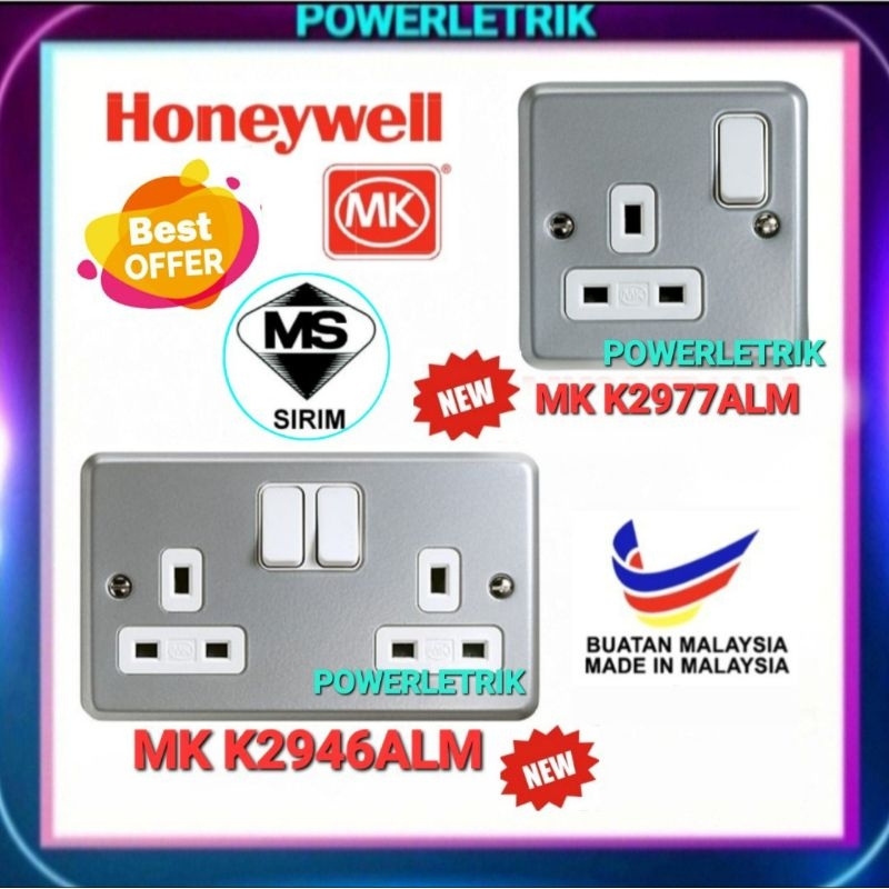 *READY STOCK* NEW MODEL MK 13A METAL CLAD SWITCH SOCKET K2977 1 GANG(SINGLE) / K2846 2 GANG ...
