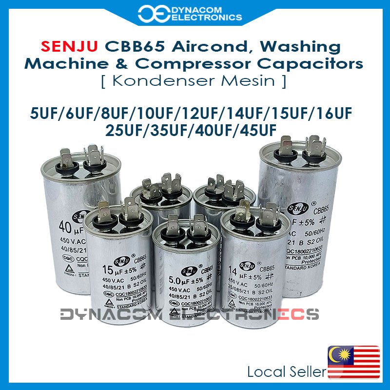 SENJU Aircond Washing Machine Compressor Capacitors 5UF/6UF/8UF/10UF ...