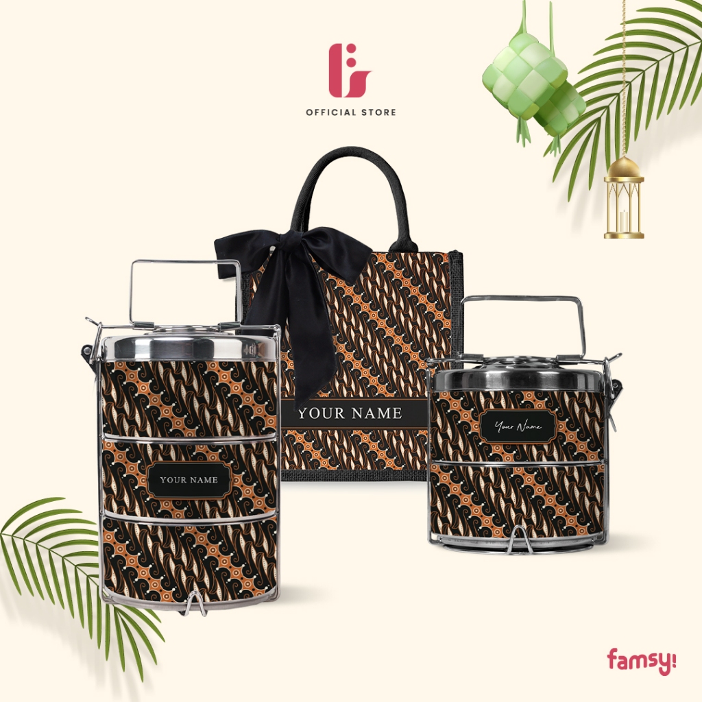 FAMSY Raya 2024 Lunch Tote Bag with 2-Tier / 3-Tier Tiffin Carrier ...