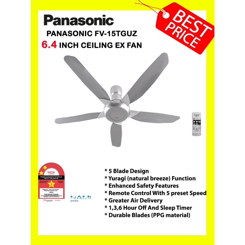 Panasonic Ceiling Fan Nami 5 Blades 5 Speed Remote Control Yuragi (60 ...
