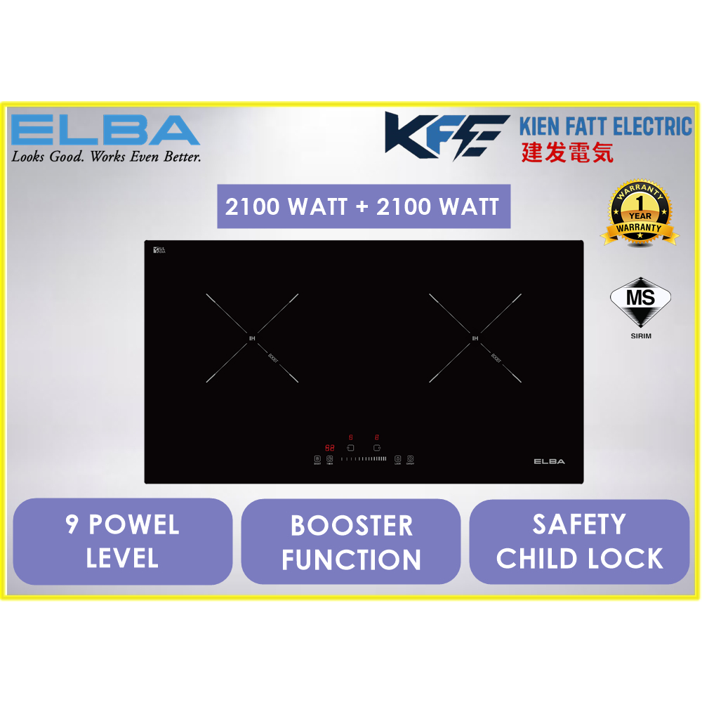 Elba Built-In Induction Hob 2100W + 2100W EICQ7092ST(BK) | Shopee Malaysia
