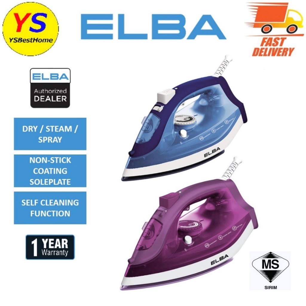 ELBA Steam Iron ESI-H2223C(VL) / ESI-1196P / ESI-N1852(PP)- Dry, Steam ...