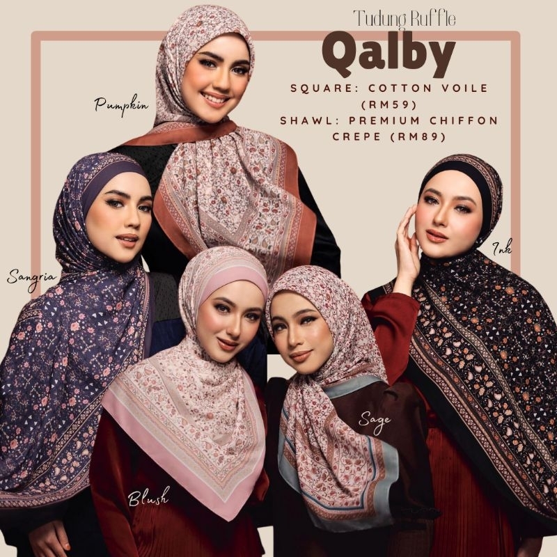 ️ READY STOCK ️Qalby tudung bawal cotton & shawl chiffon by tudung ...