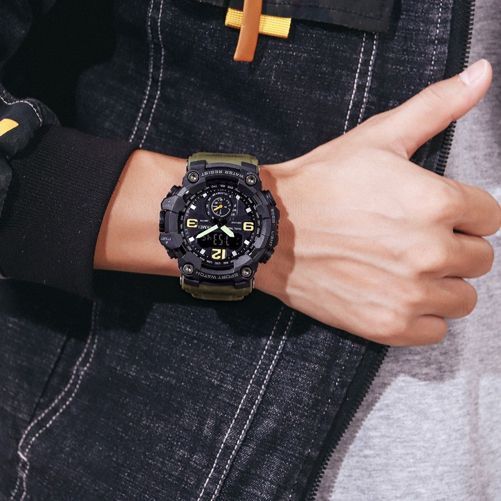 SKMEI 1637 Black Digital Analog Double Display Men Watches , Sesuai untuk Outdoor, Larian ...