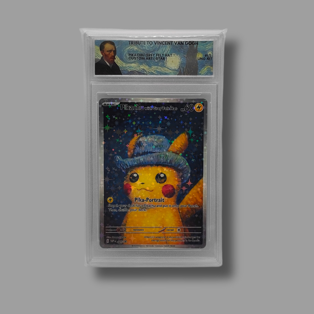 Pikachu with Grey Felt Hat van gogh Promo custom holo [ slab set ...