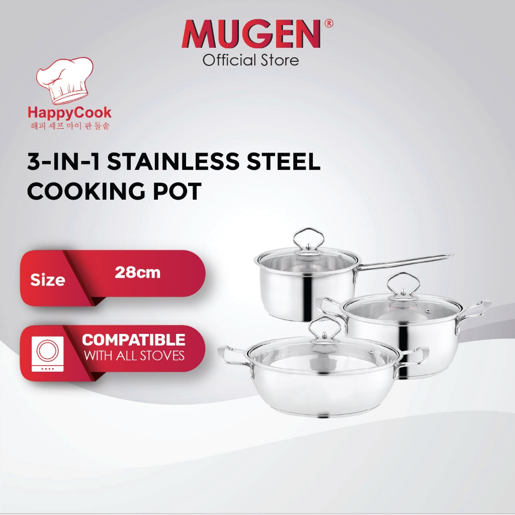 HappyCook 3 In 1 Stainless Steel Cooking Pot | Shopee Malaysia
