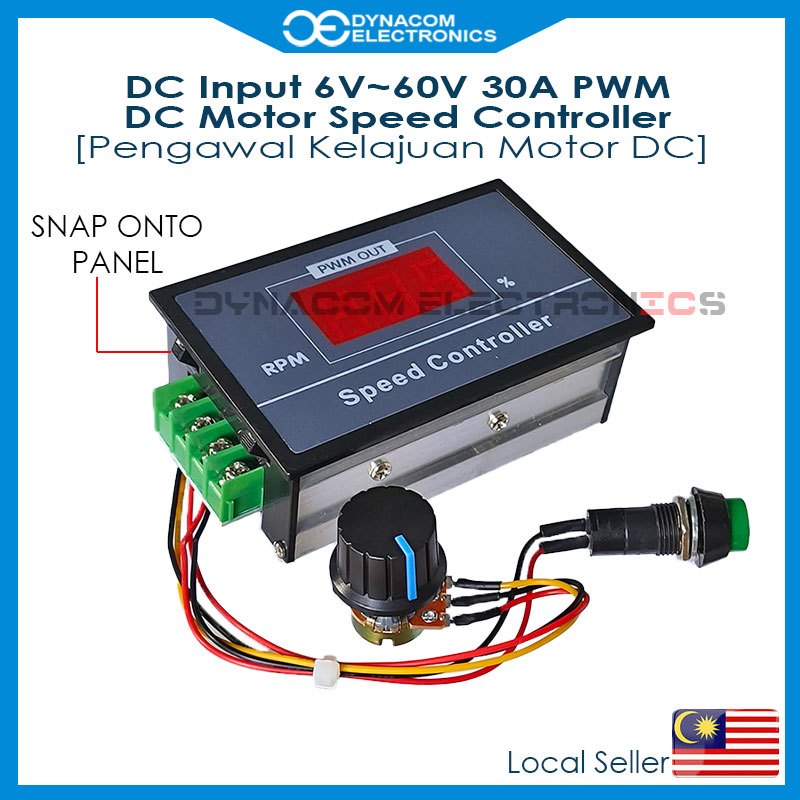 30A PWM DC 6V-60V Motor Speed Controller 0-100% Digital Display ...