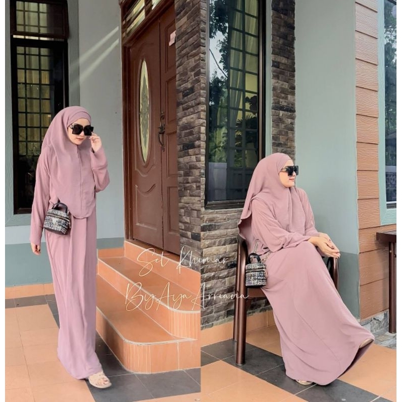 Set Khimar by AyaArriana/ Set Jubah Free Khimar/ one set muslimah ...