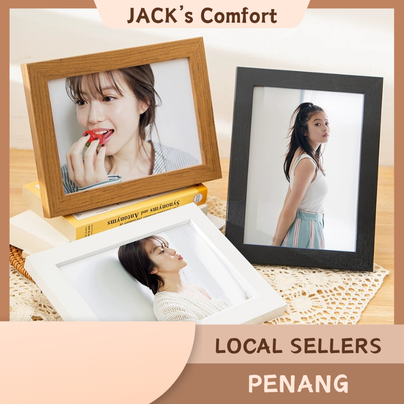 Muji Style Wood Photo Frame Potrait Landscape Stand Frame Home Decor 4R ...