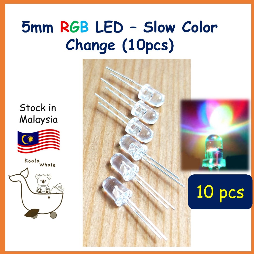 10Pcs RGB LED 5mm Slow Flashing Colour Change Blink Tukar Warna ...