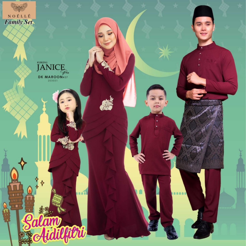 NOELLE Baju Raya Family Sedondon 2024 Baju Kurung Ibu Anak Baju Melayu ...