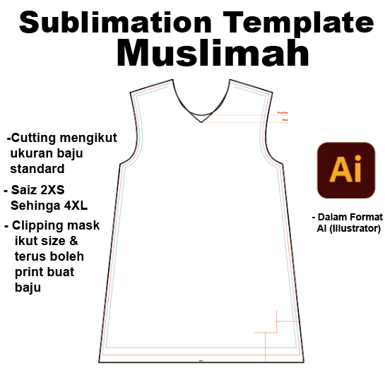 Muslimah Sublimation Template Size I Size Template Untuk Printing ...