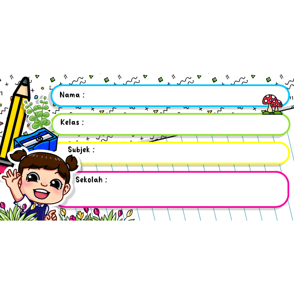 Sticker Buku Latihan Cute Design | Pelekat Nama Buku Nota | Sticker ...