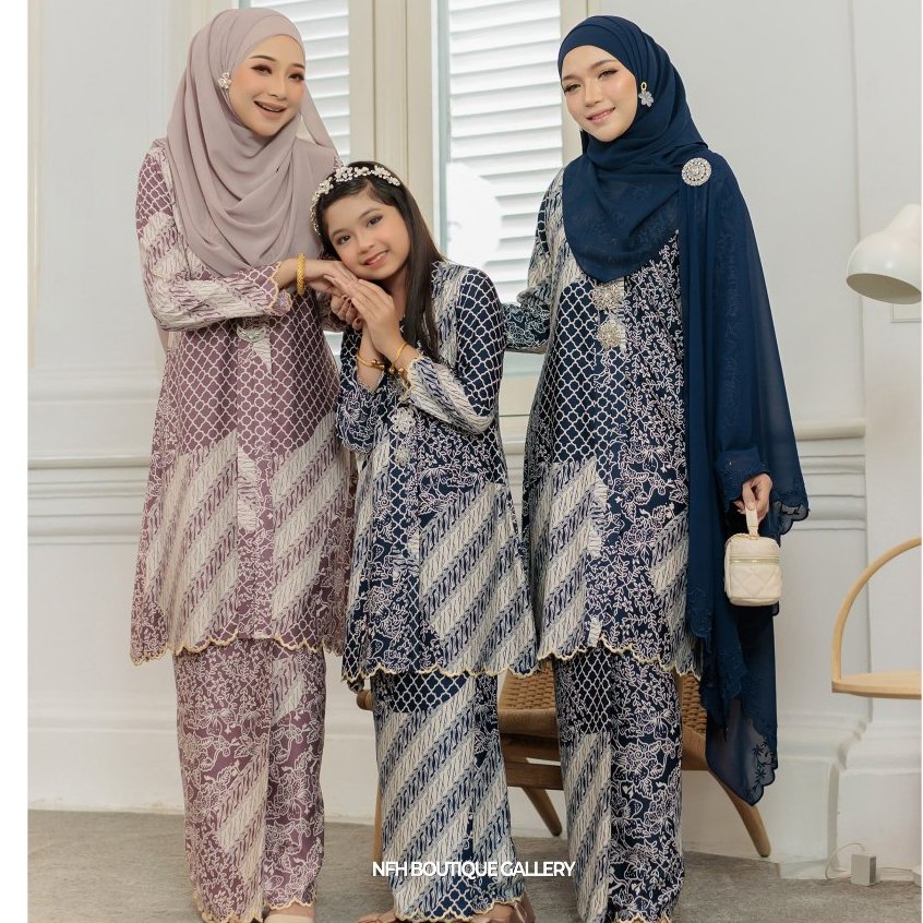 NFH SERI MELATI Baju Kebaya Labuh Bercorak Batik Ekslusif dan Lace ...