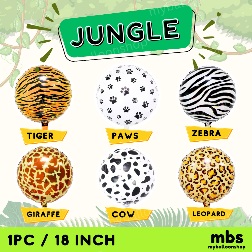 2D Round Safari Balloons 18 inch Animals Jungle Theme | Shopee Malaysia