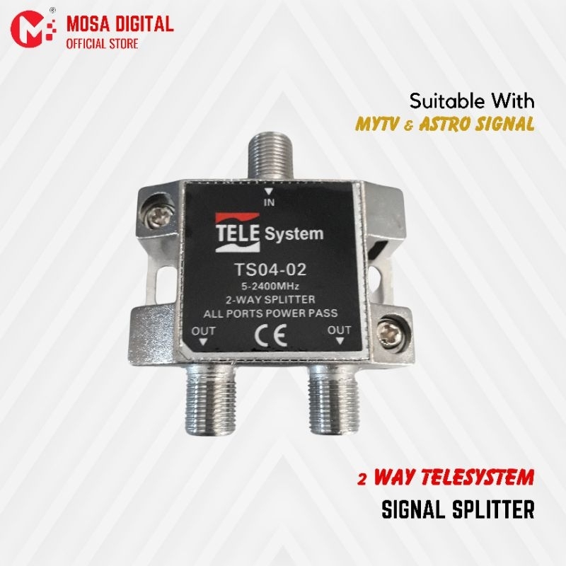 MOSA 2 Way Splitter Telesystem for Astro Mytv Signal TV RG6 Cable ...
