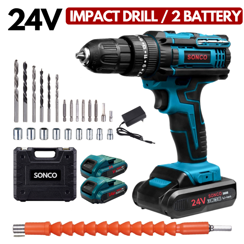 SONCO 88V/36V/24V/12V Cordless Impact drill hammer Screwdriver Portable ...