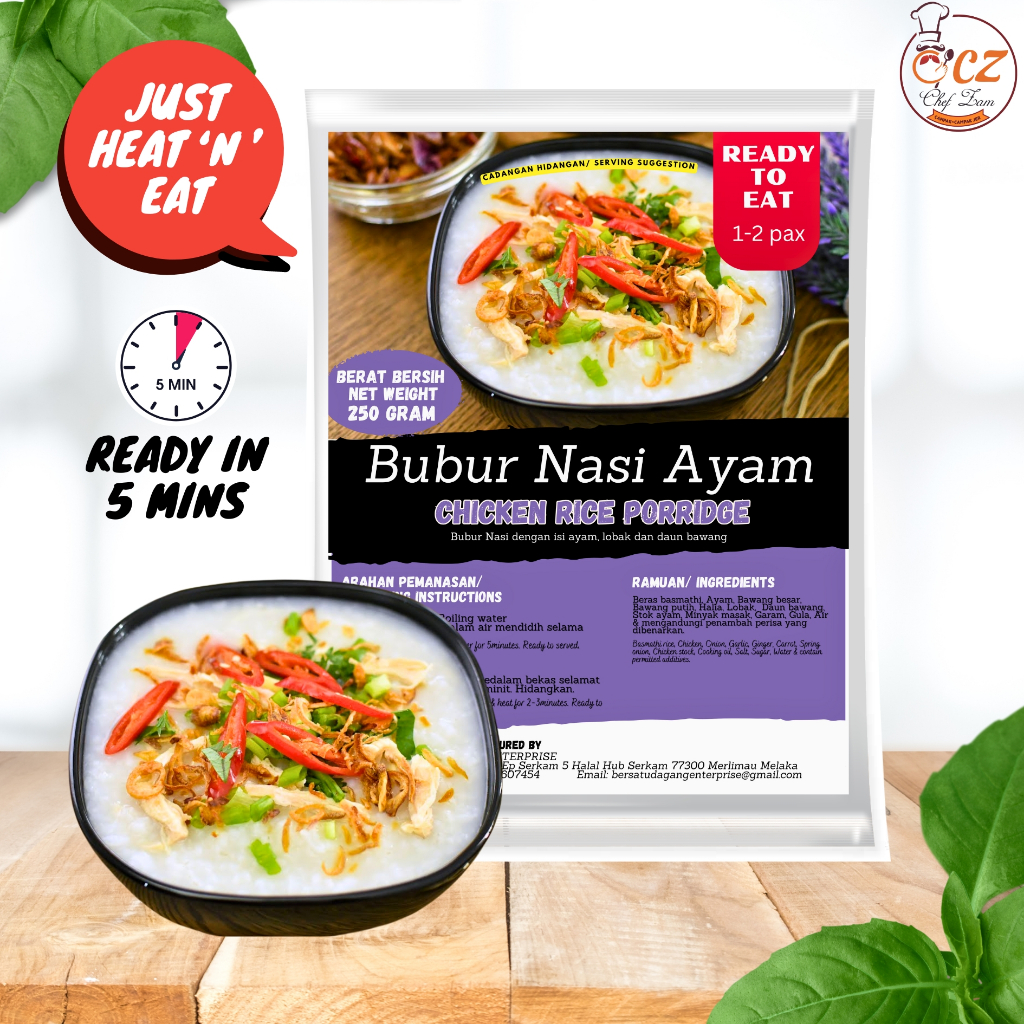 Chef Zam BUBUR AYAM CHICKEN PORRIDGE INSTANT PORRIDGE READY TO EAT MEAL ...