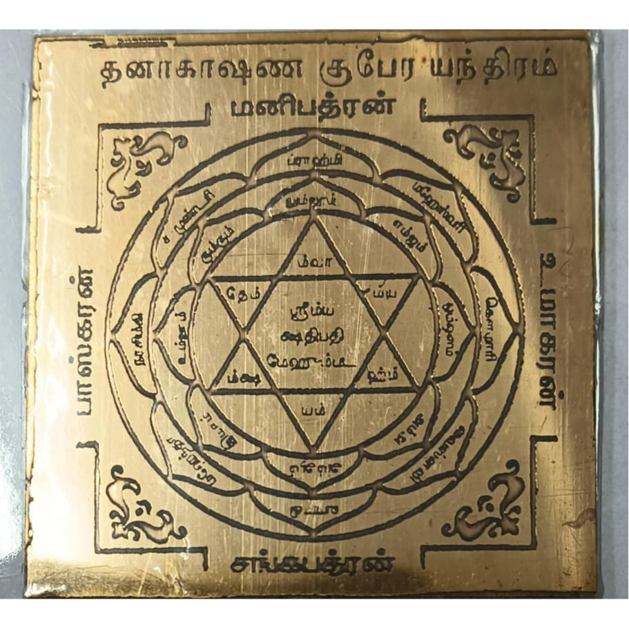 Energized Kubera Yantra Copper Kuberan Chakra 2x2 inch / Pure Copper ...