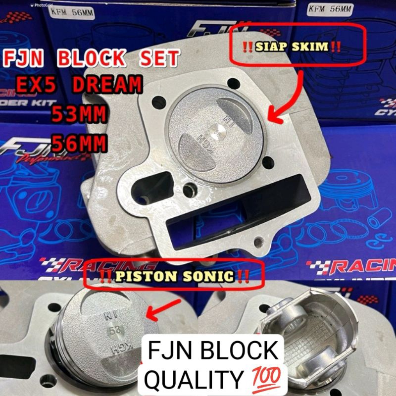FJN BLOCK RACING EX5 DREAM WAVE100 53MM 56MM SONIC PISTON TAIKOM HHM ...