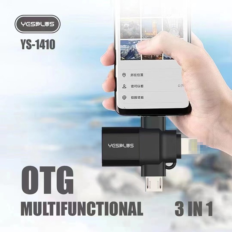 YESPLUS YS-1410 3 in 1 OTG Adapter Converter Aluminum Alloy USB3.0 ...