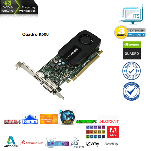 Nvidia Quadro K600👉 128-Bit, 1G DDR3 | DVI - 4K DisplayPort 1.2 | UEFI | Professional Low ...